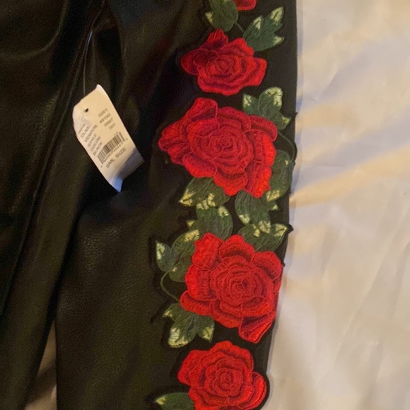 PacSun | Jackets & Coats | Pacsun La Faux Leather Jacket W Roses | Poshmark